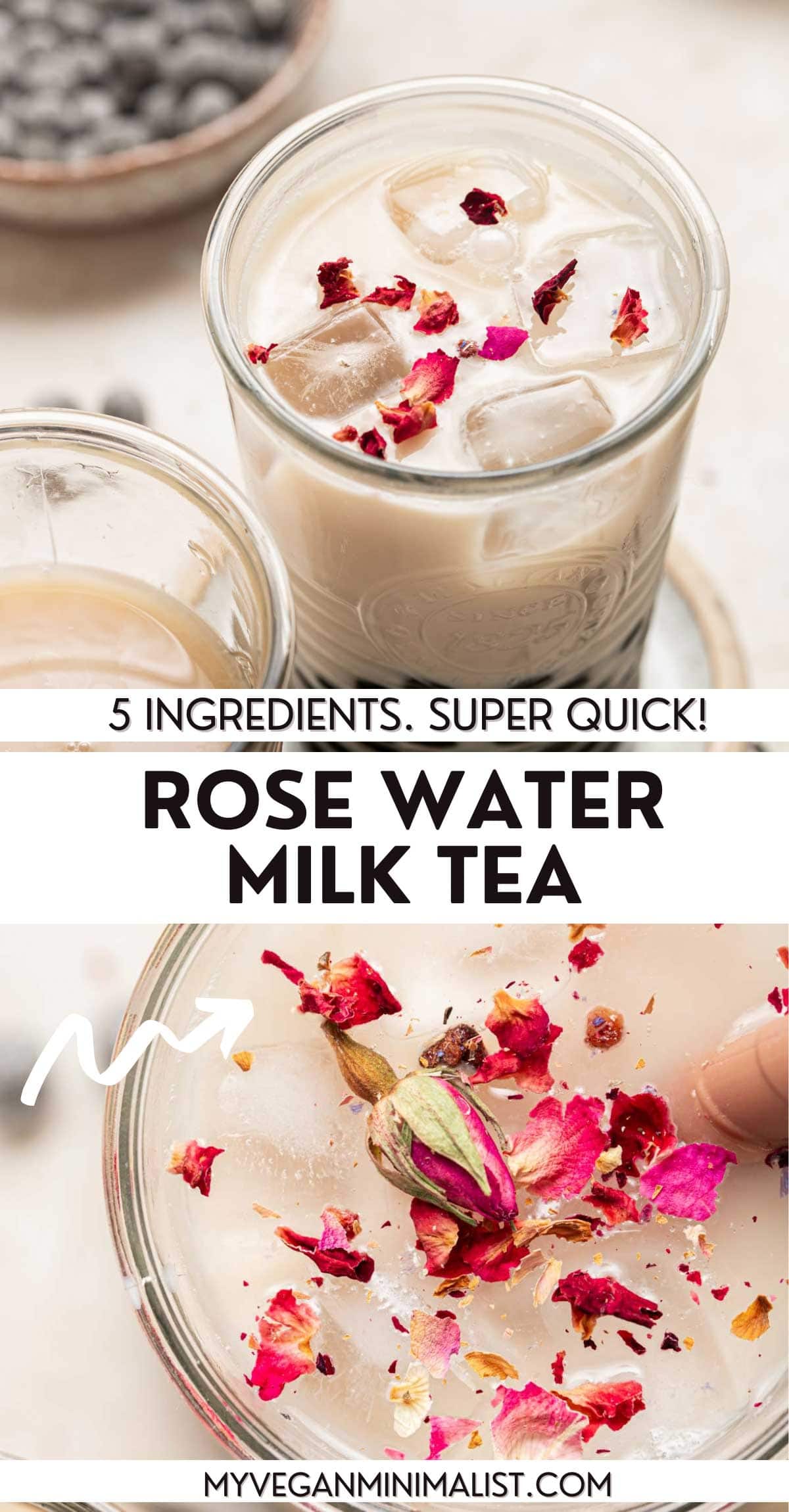 Rose Bubble Milk Tea - Boba - My Vegan Minimalist