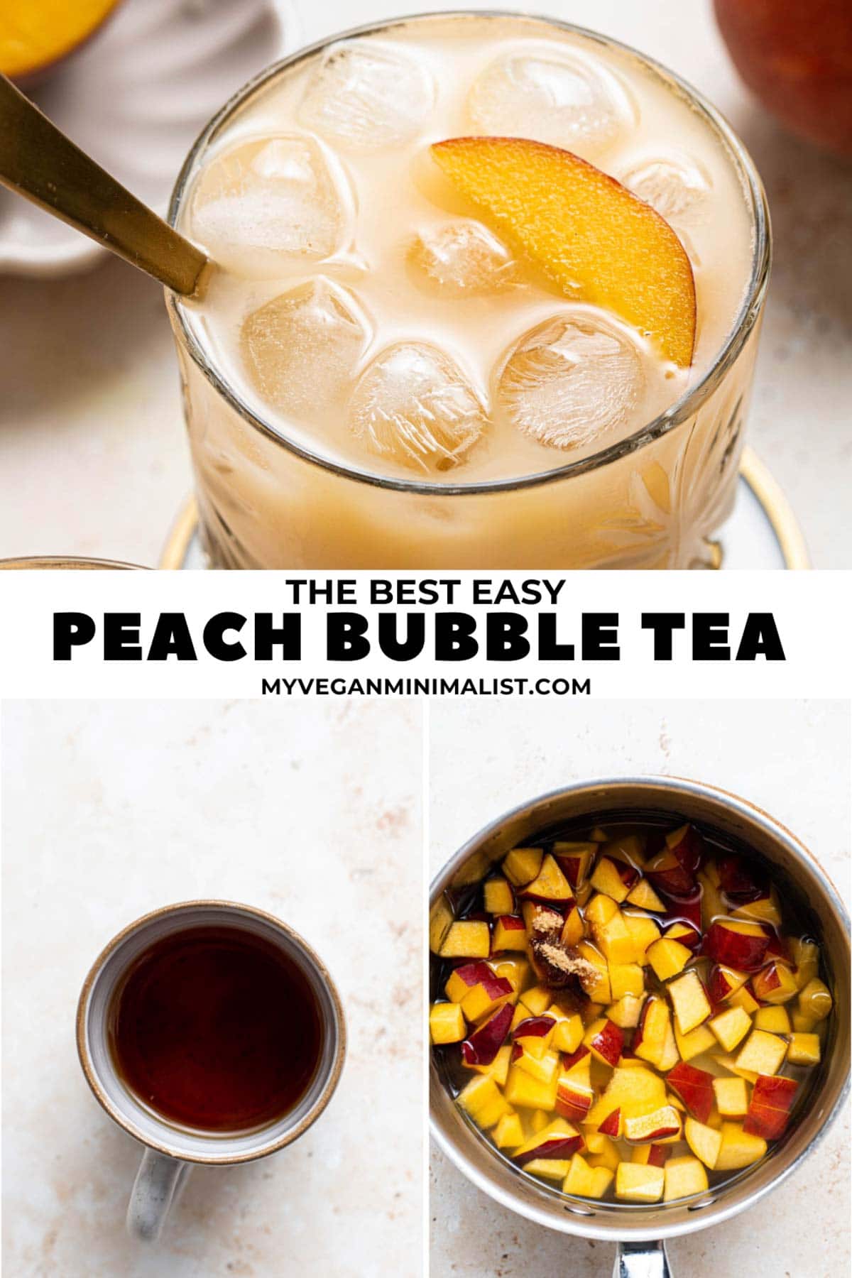 Peach Bubble Milk Tea - Boba - My Vegan Minimalist