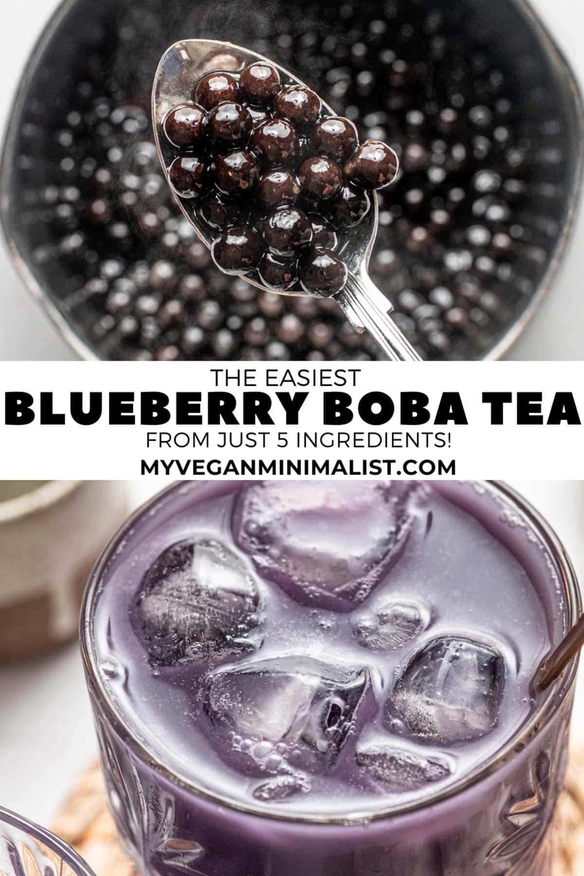 Blueberry Bubble Milk Tea - Boba - My Vegan Minimalist
