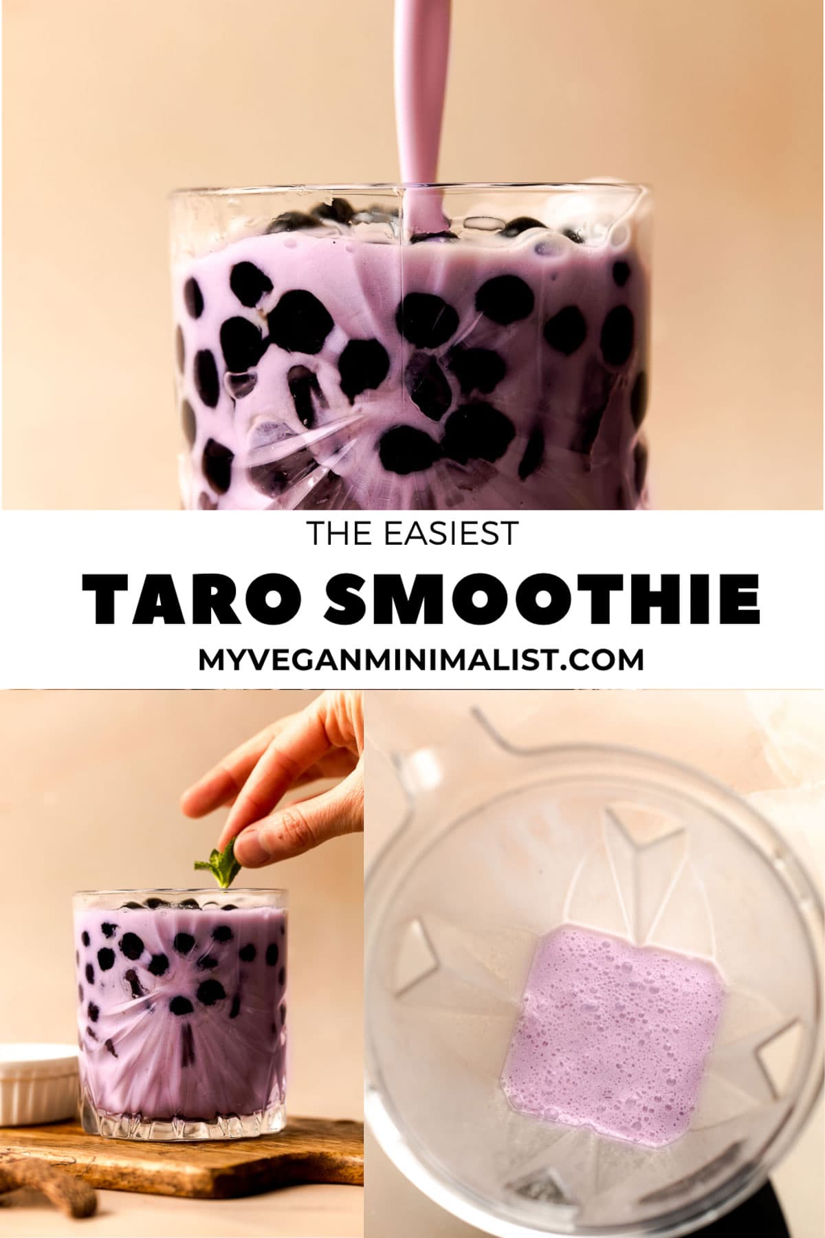 Taro Smoothie with Fresh Boba & Milk - My Vegan Minimalist