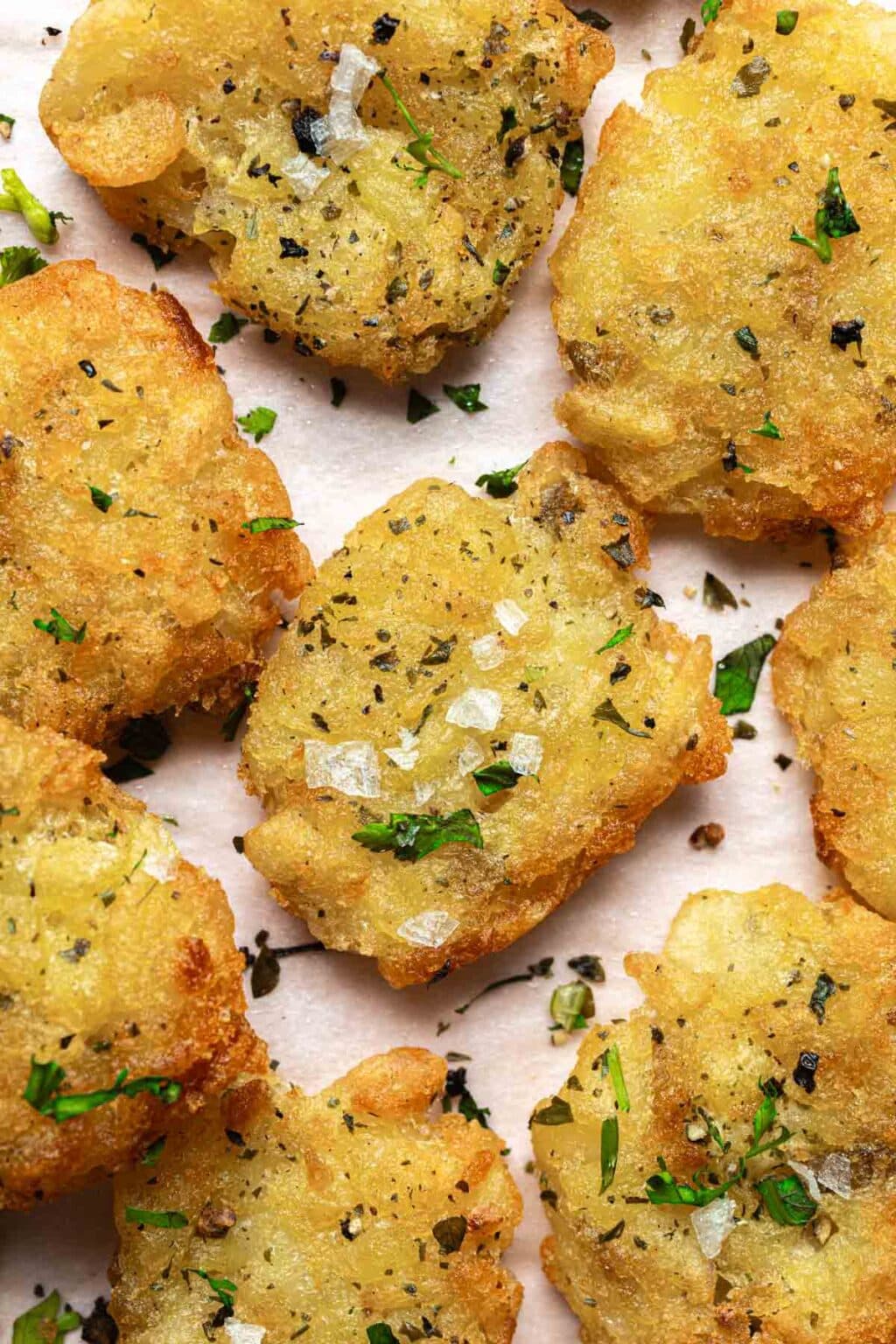 Crispy Smashed Tater Tots - Potato Appetizer - My Vegan Minimalist