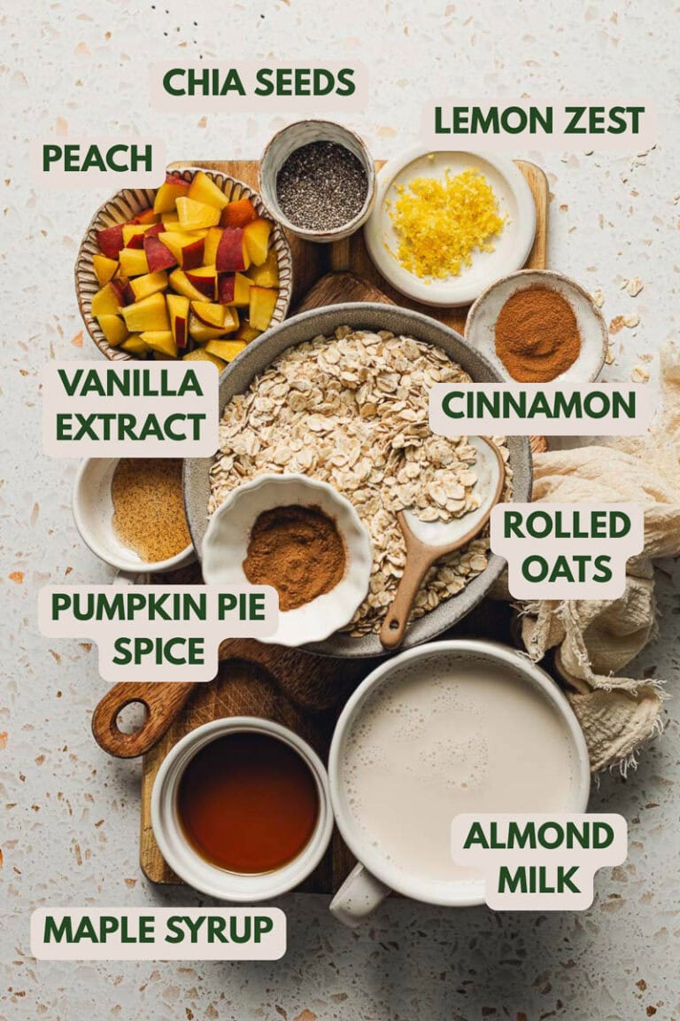 Peach Cobbler Overnight Oats - Meal Prep Breakfast - My Vegan Minimalist